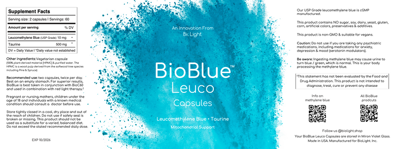 BioBlue Leuco Capsules | Leucomethylene Blue Supplement - Support Brai