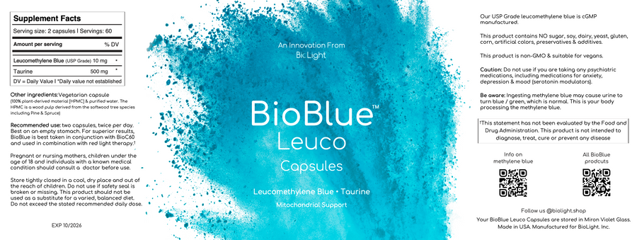 BioBlue Leuco Capsules | Leucomethylene Blue Supplement - Support Brai